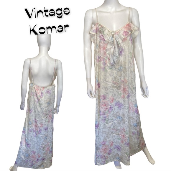 Vintage | Intimates & Sleepwear | Vintage Komar Silky Floral Slip Dress ...